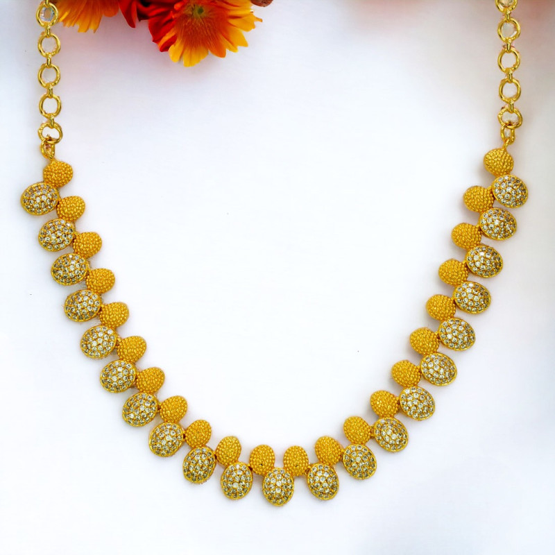 Alluring Gold Plated American Diamond Necklace Buy Online Kollamsupreme